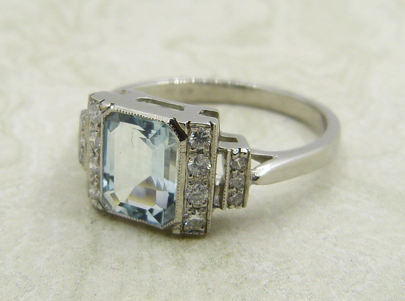 Antique Guest and Philips - Aquamarine Set, Platinum - Single Stone ... Antique Guest and Philips - Aquamarine Set, Platinum - Single Stone ...