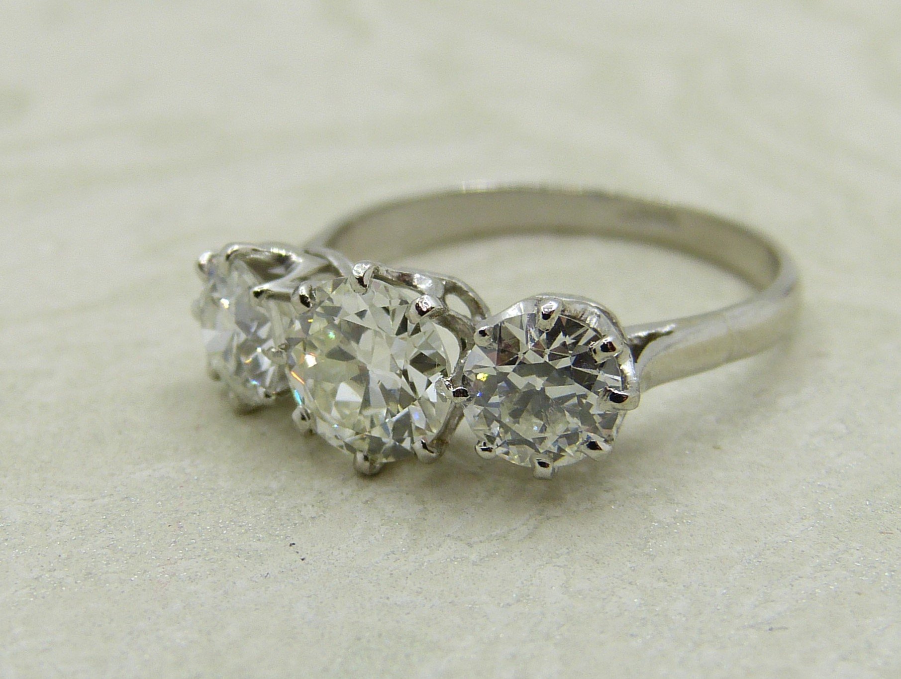 Antique Guest and Philips - Diamond Set, Platinum - Three Stone Ring ... Antique Guest and Philips - Diamond Set, Platinum - Three Stone Ring ...